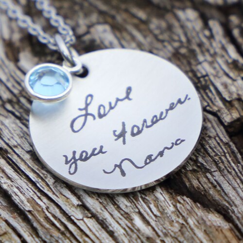 Personalized Engraved Handwritten Message Necklace Engraved - Etsy