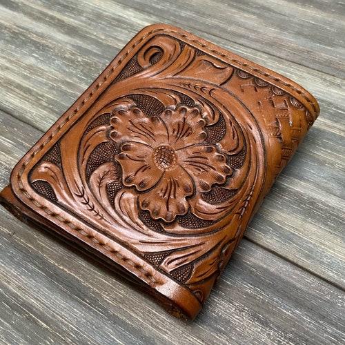 Hand Tooled Leather Wallet - Etsy