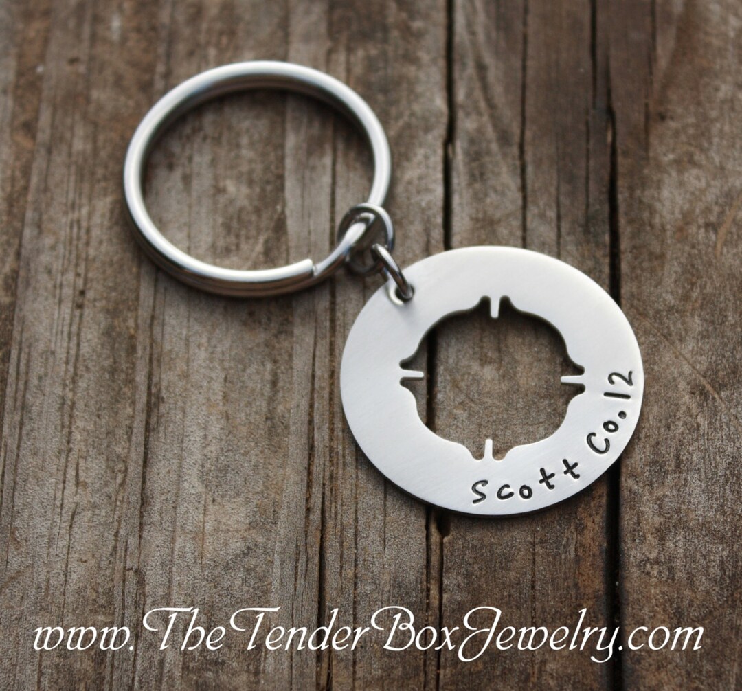 Personalized Firefighters Badge Number Key Ring Keyring Hand Stamped ...