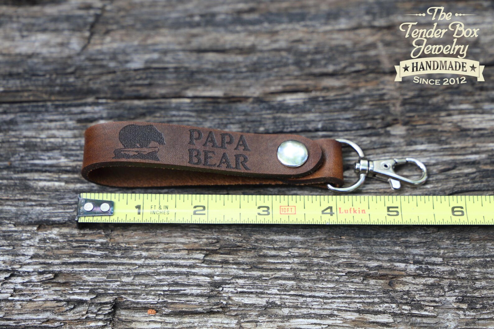 Papa Bear Leather Key Fob With Snap Leather Key Strap Bear Cubs Key Fob ...