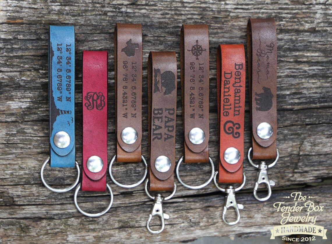 State GPS Coordinate Longitude Latitude Leather Key Fob | Etsy
