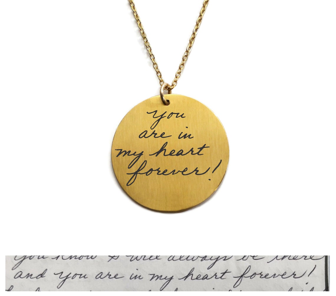 Personalized Engraved Handwriting Necklace Custom Text - Etsy