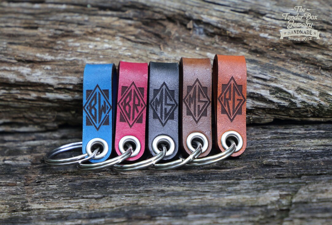 Personalized Custom Monogram Leather Key Ring With Color Options and ...