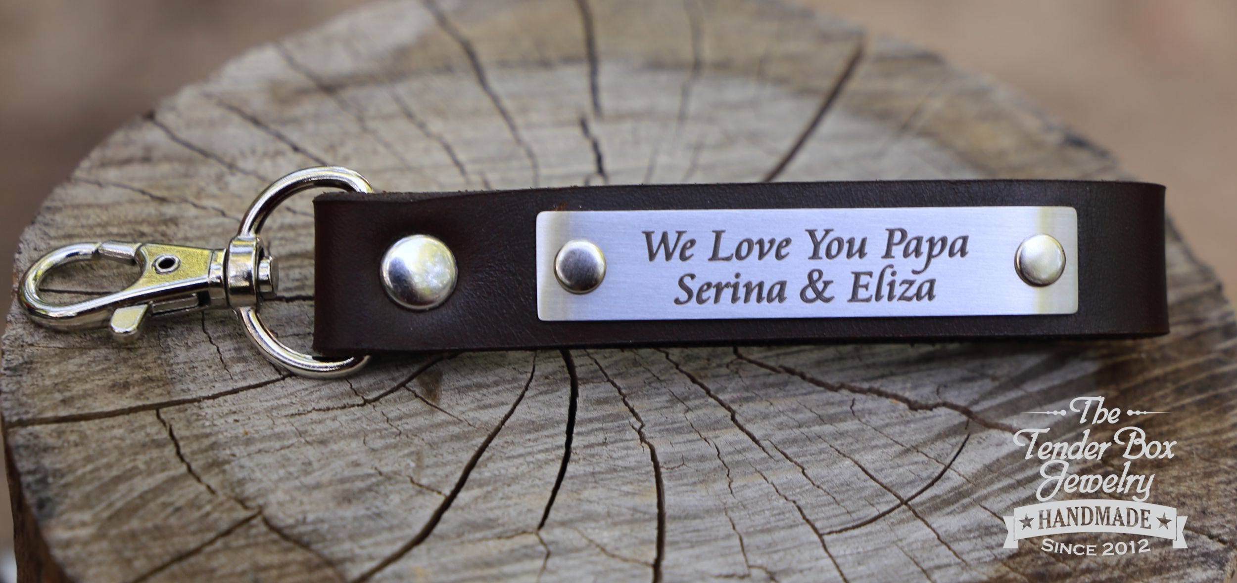 Personalized Leather Engraved Key Fob With Stainless Plate - Etsy