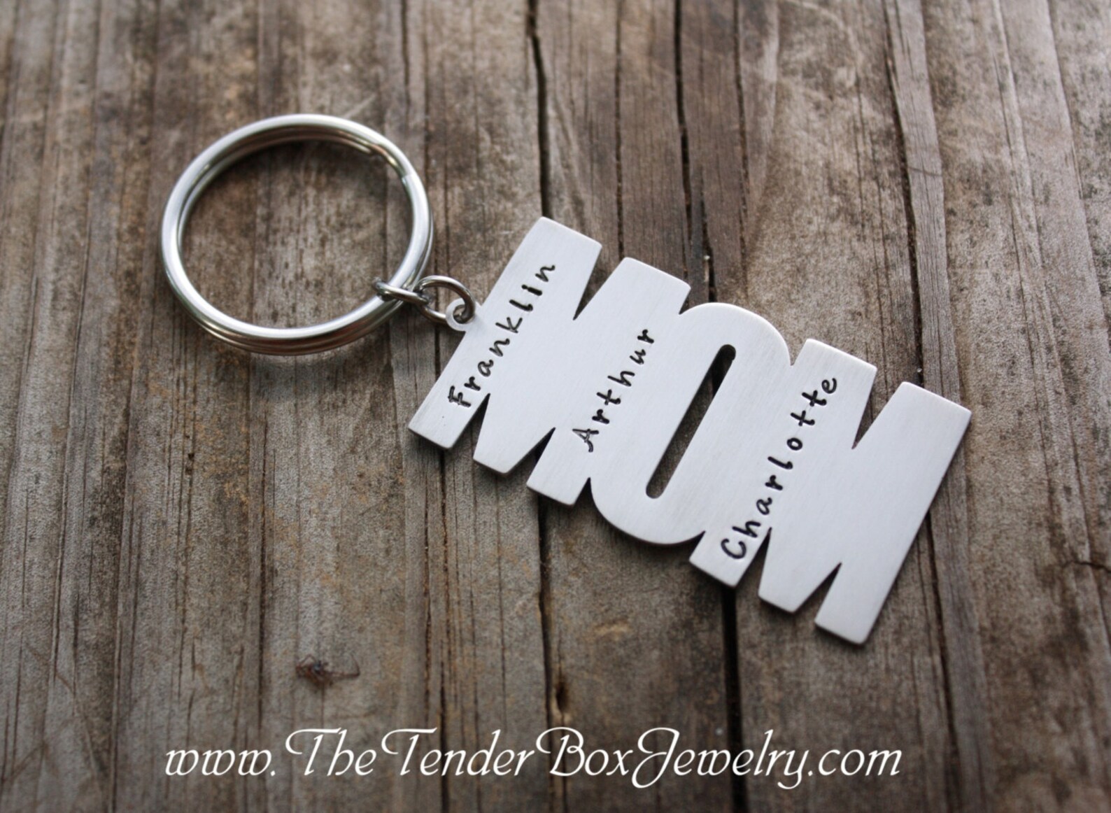MOM Personalized Keyring With the Kids Names Hand Stamped Stainless ...