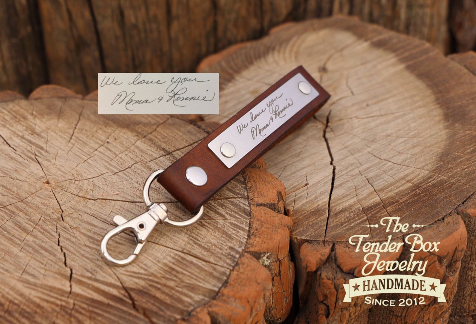 Custom Handwriting Engraved Personalized Leather Key Fob - Etsy