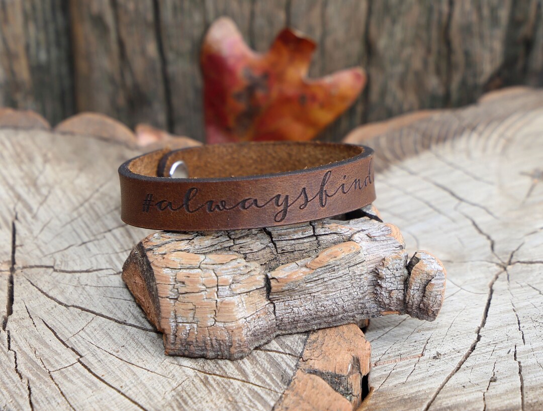 Personalized Leather Bracelet Engraved Leather your Hashtag Bracelet ...