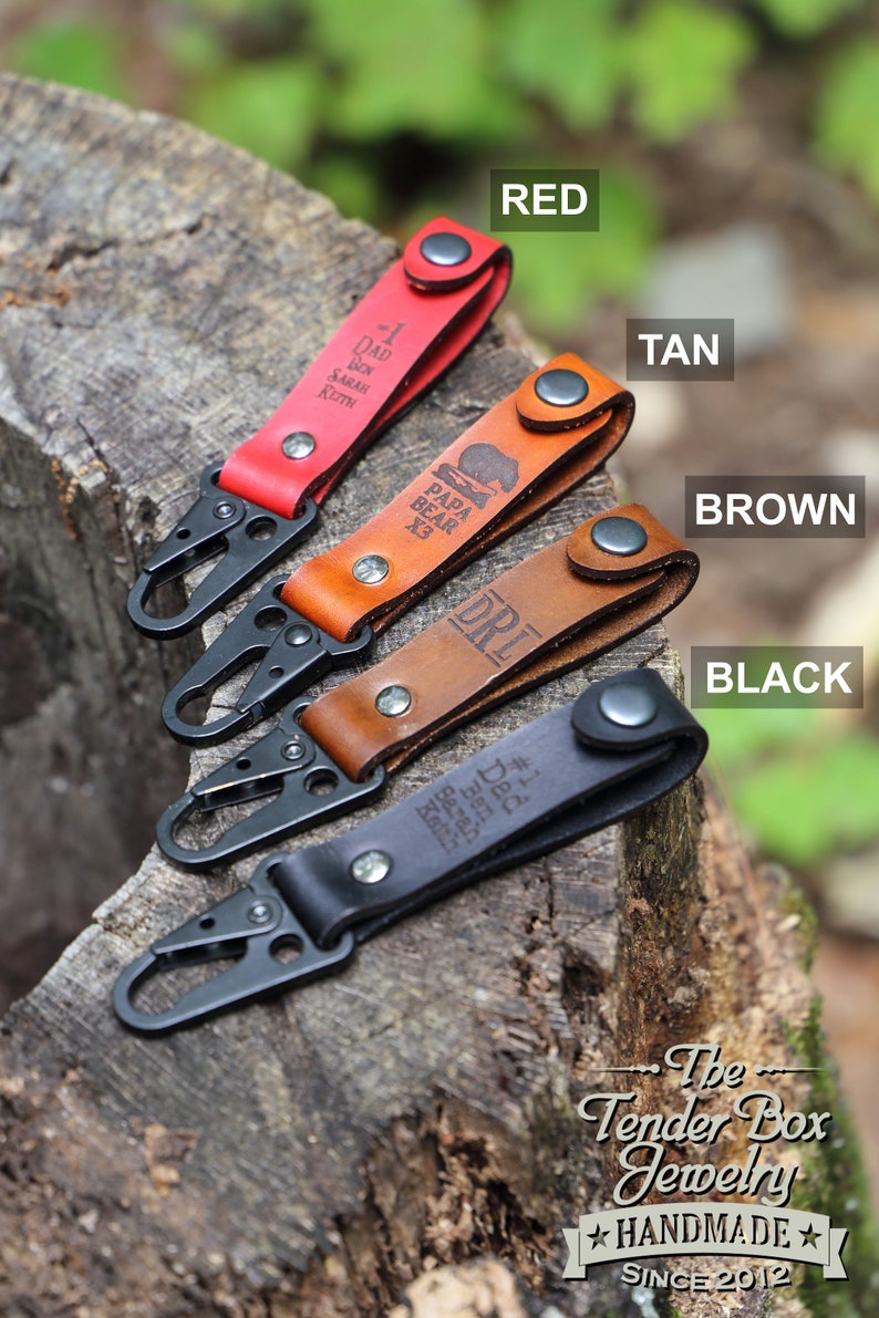 EDC Leather Key Fob With Snap Leather Key Strap and Metal Tactical Clip ...