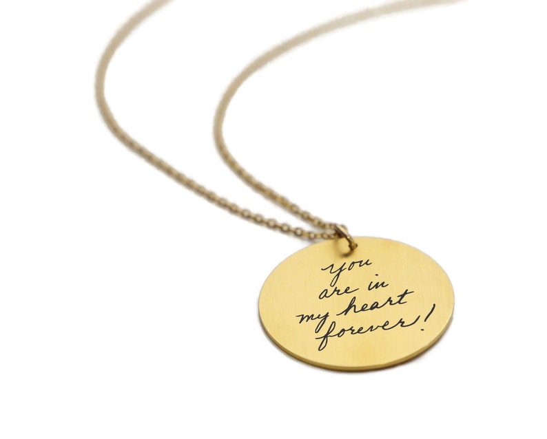 Personalized Engraved Handwriting Necklace Custom Text | Etsy
