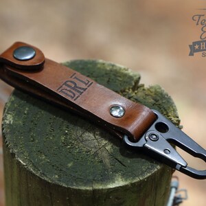 EDC Leather Key Fob With Snap Leather Key Strap and Metal Tactical Clip ...