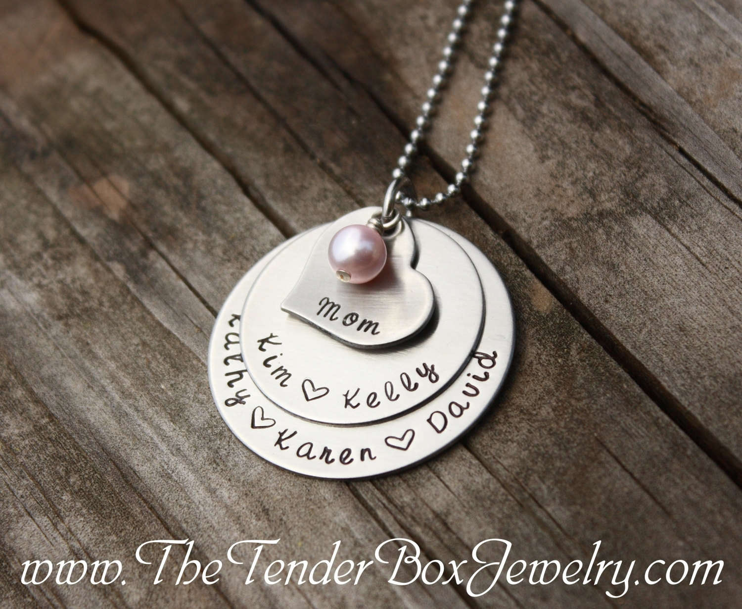 Personalized Mothers Necklace, Custom Handstamped Mom Necklace ...