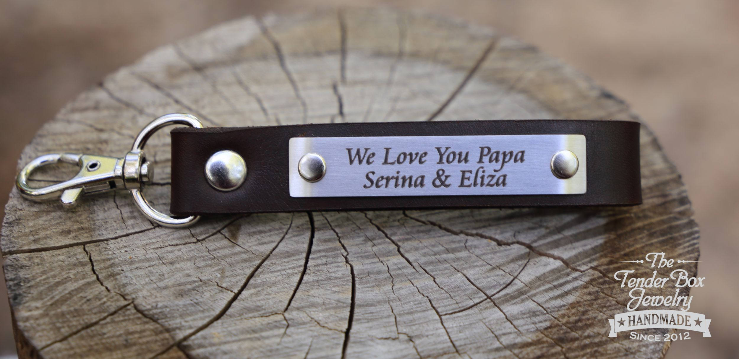 Personalized Leather Engraved Key Fob With Stainless Plate - Etsy
