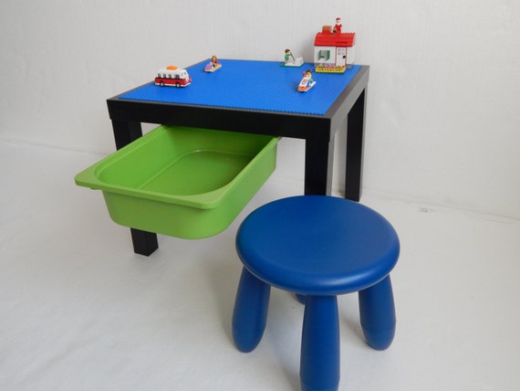 Items similar to LEGO® Storage Table with Stool. Large 20"x20" Blue ...