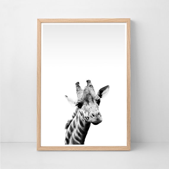Giraffe Print Safari Wall Art Black and White African | Etsy