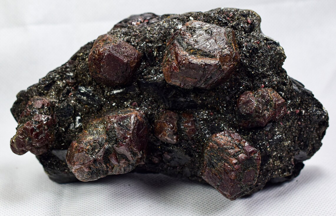 Almandine Garnet on Black Biotite Matrix Weighs 3 - Etsy