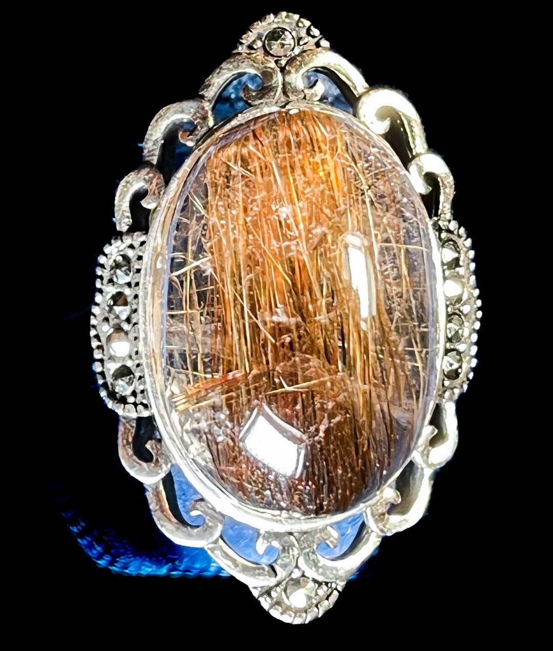 Golden Rutile Ring 925 Sterling Silver Adjustable Size - Etsy