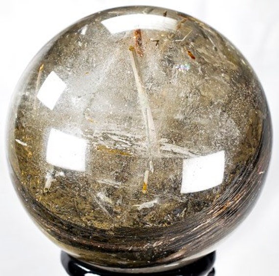 Rutilated Smoky Quartz Sphere With Mica Layers 4.6 | Etsy