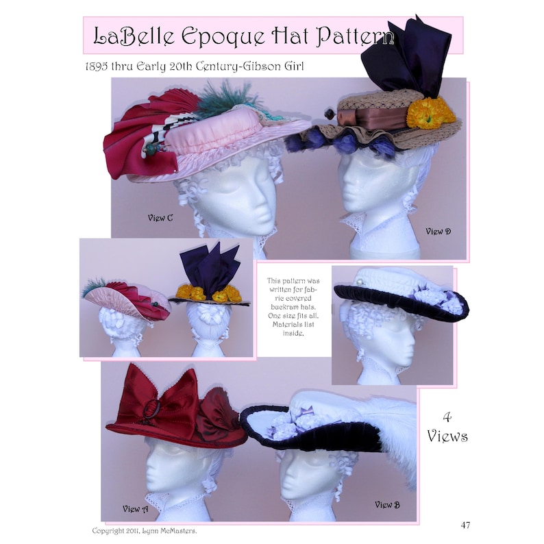 Victorian Style Hats, Bonnets, Caps, Patterns