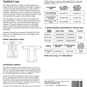 Folkwear 106 Turkish Coat Sewing Pattern - Women's Sizes 6-16 - Boot ...