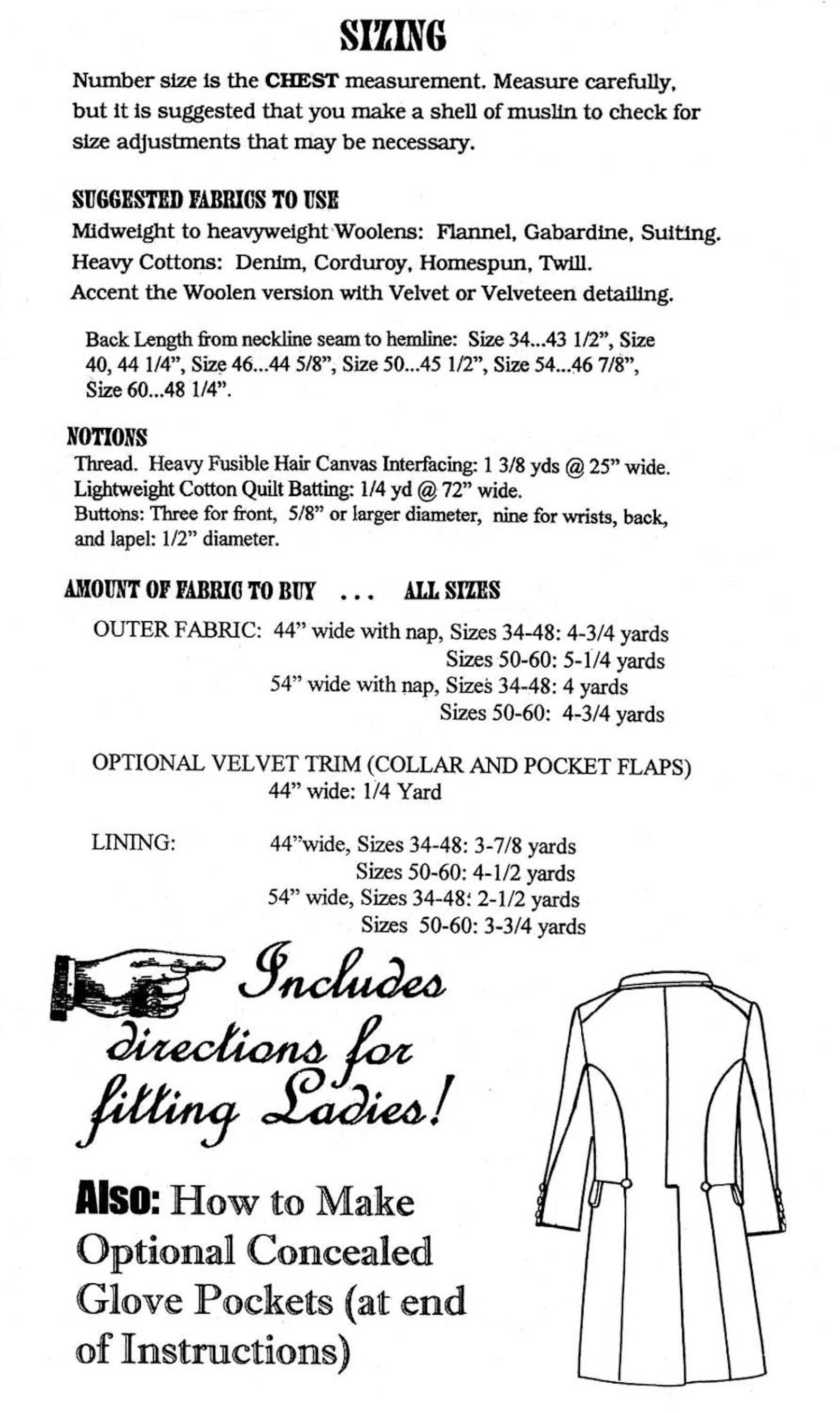 Buckaroo Bobbins Gentleman's Frock Coat Sizes 34-60 Sewing Pattern ...