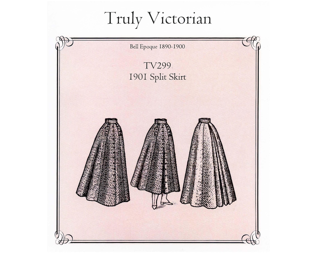 Truly Victorian 1901 Split Skirt - Waist Sizes 20" - 40" Sewing Pattern ...