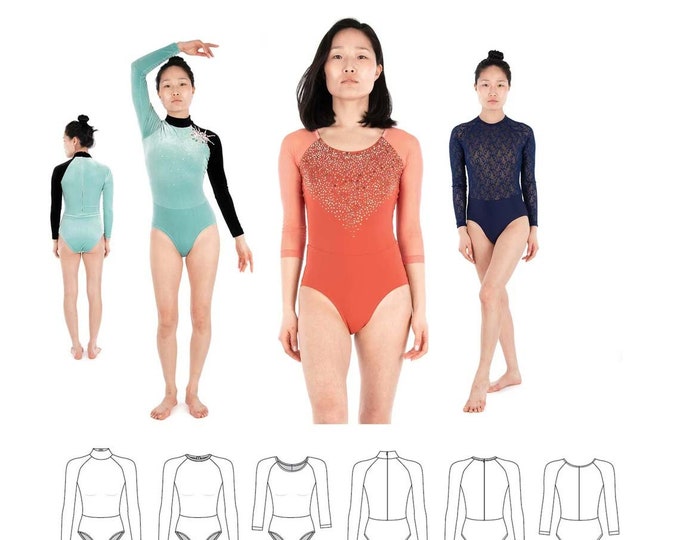 Jalie 4237 Fiona Raglan Sleeve Leotards Sewing Pattern Womens Xs 2x