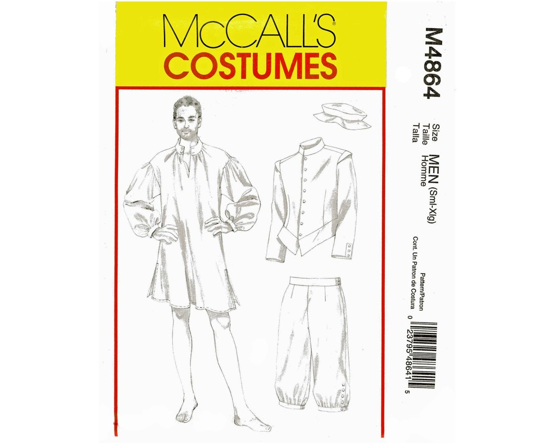 Men's Colonial Costume Jacket, Shirt, Pants and Cap Sizes S-XL Mccall's ...