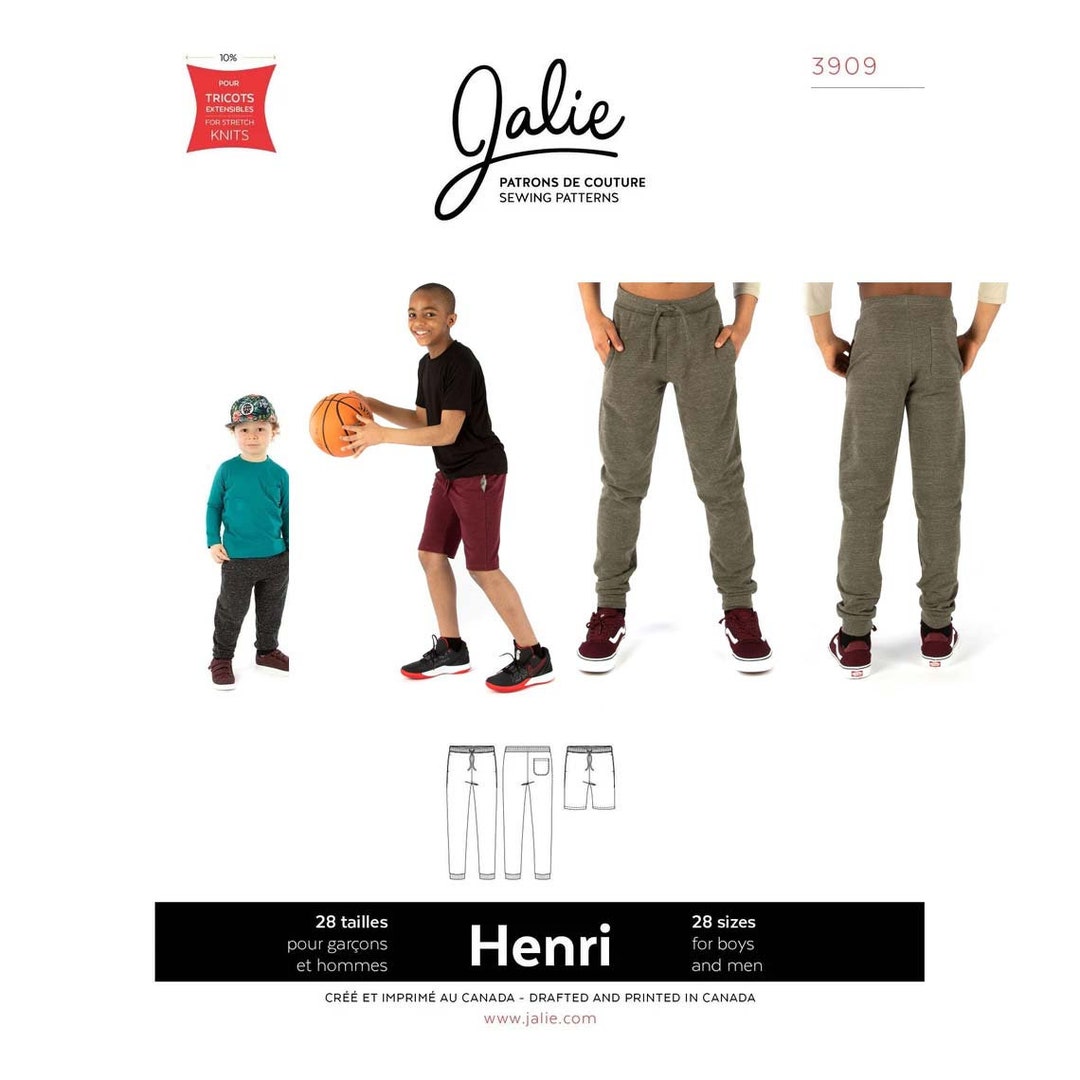 Jalie Henri Joggers Pants and Shorts Sewing Pattern 3909 Men's XS-XXL ...
