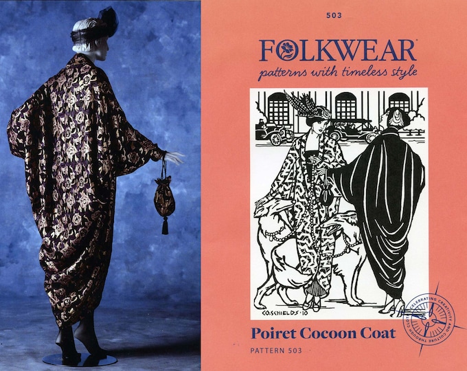 Folkwear Poiret Cocoon Coat & Reticule Drawstring Handbag SM-XL Sewing ...