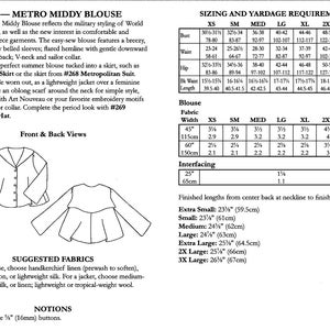 Folkwear Metro Middy Blouse Sewing Pattern # 270 Size XS-3XL Retro WWI ...