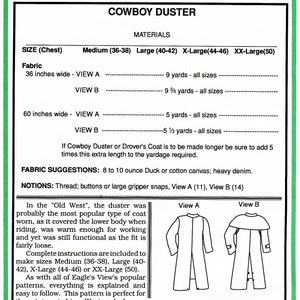 Cowboy Duster - Old West Coat - Men's Sizes M-XXL Eagle's View Sewing ...