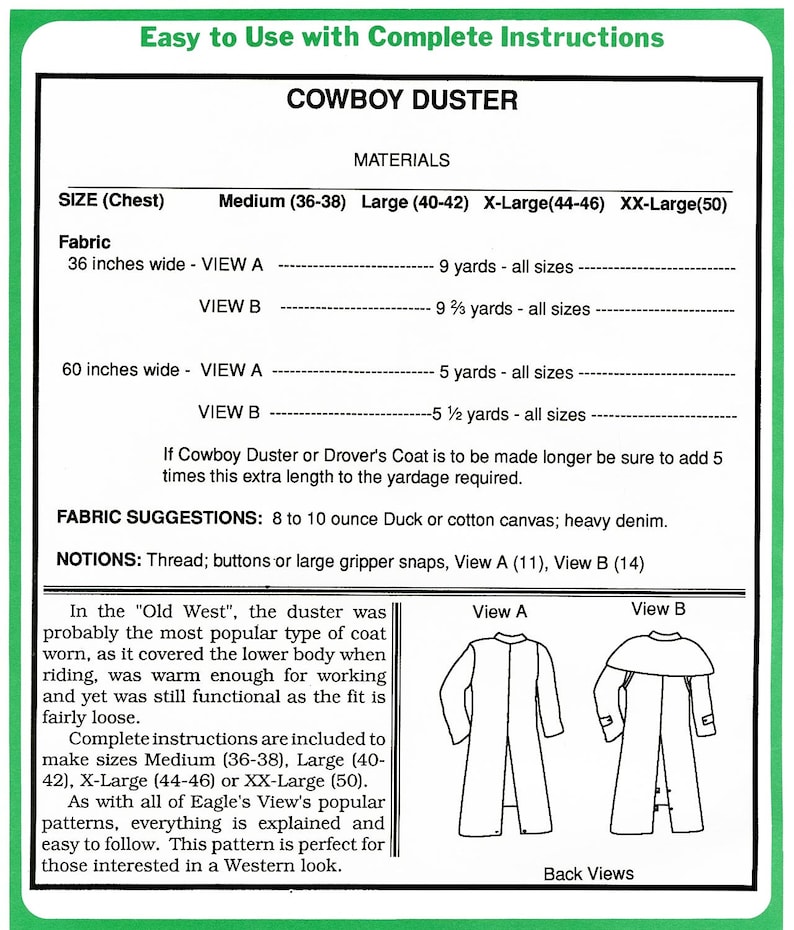 Cowboy Duster Old West Coat Men's Sizes M-XXL | Etsy