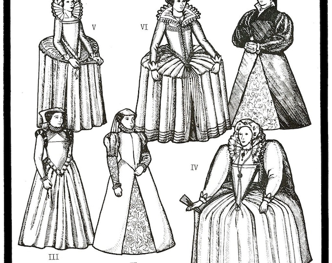 Period Patterns Late Tudor & Elizabethan 1545-1610 Era Gowns Sewing ...
