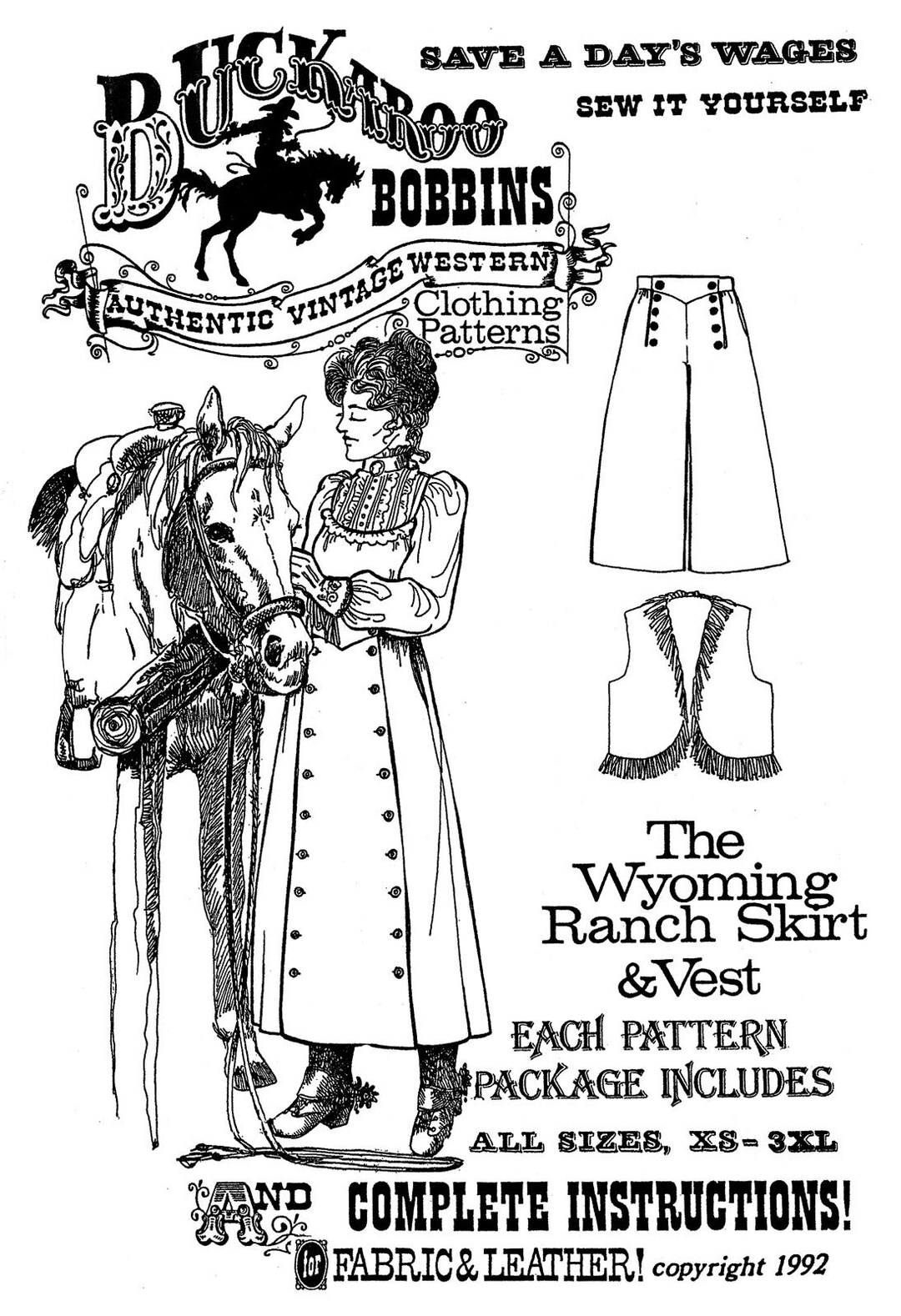 Ladies' Wyoming Ranch Skirt & Vest Sizes XS-3XL - Buckaroo Bobbins ...
