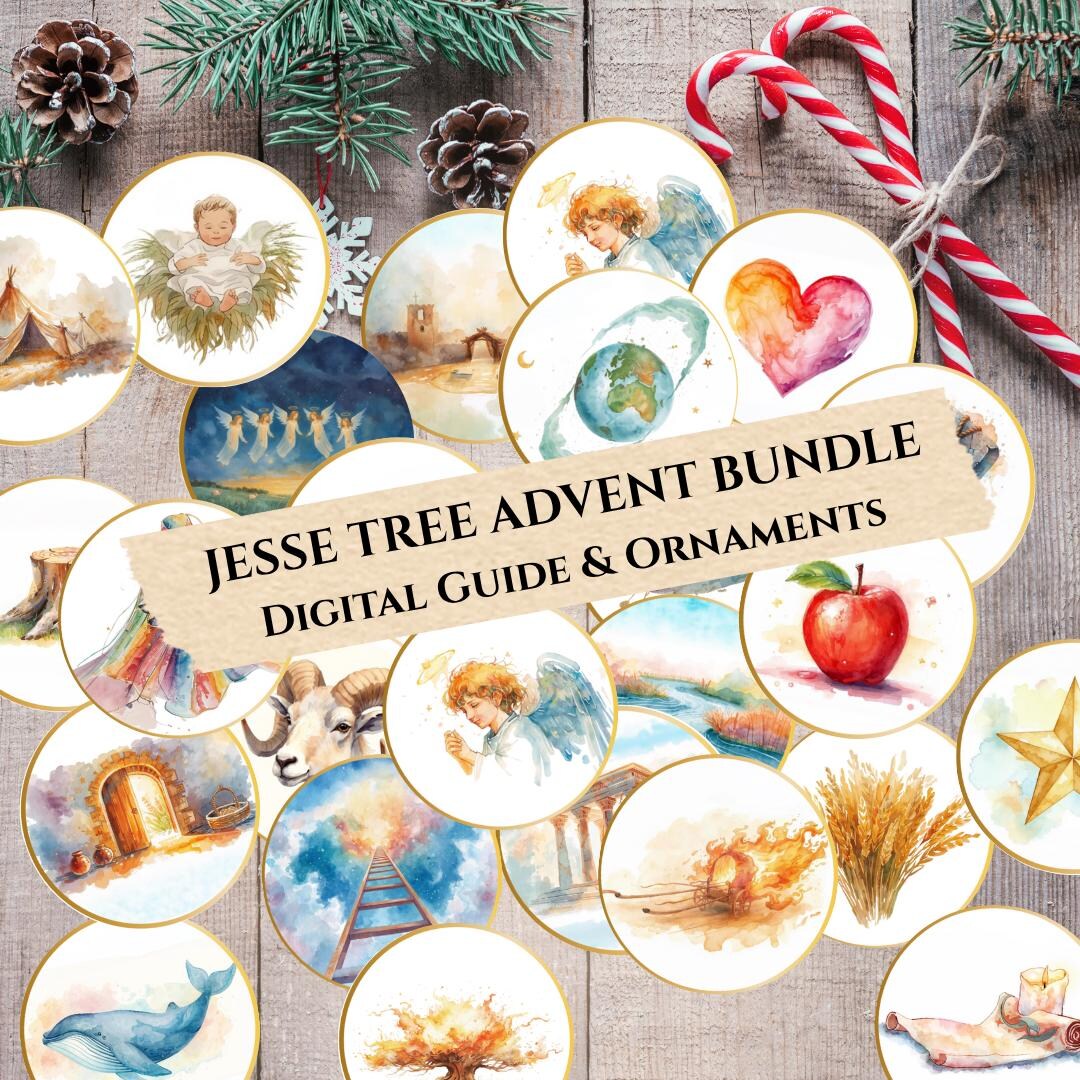Watercolor Jesse Tree Ornaments Printable | Advent Devotional (digital ...