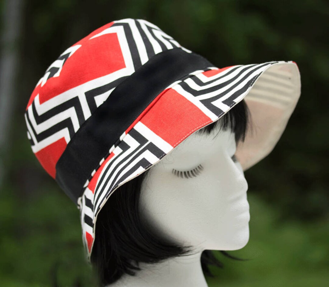 SALE: Reversible Summer Hat in Red, White, Black | Fun Beach Hat Size ...