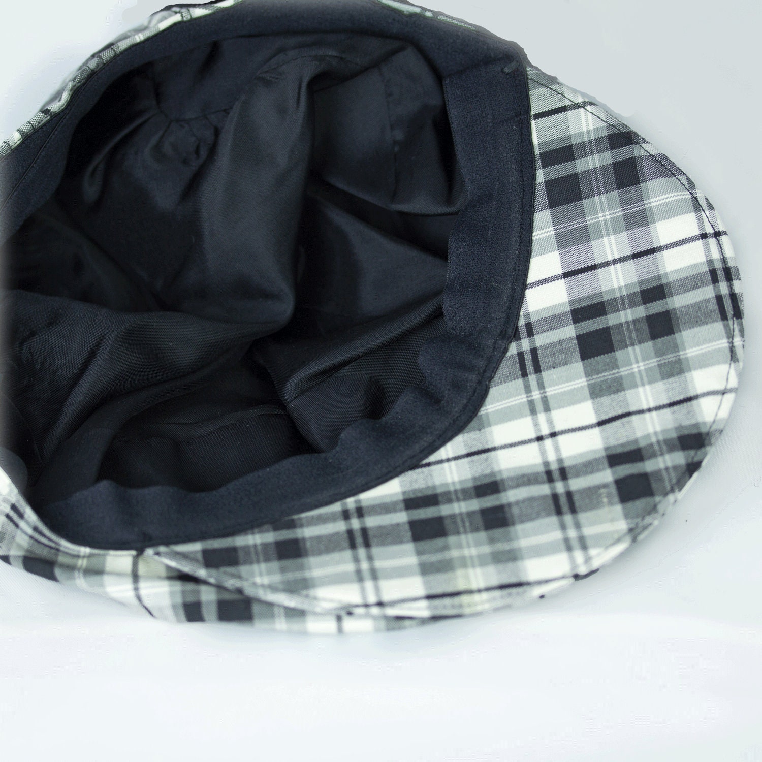 Black & White Tartan Plaid Flat Cap: Twill Weave Driving Cap Large 23-1 ...