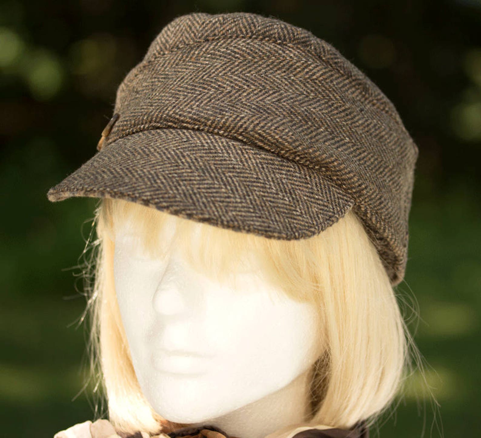 Wool Cadet Cap in Dark Brown Herringbone Wool Winter - Etsy