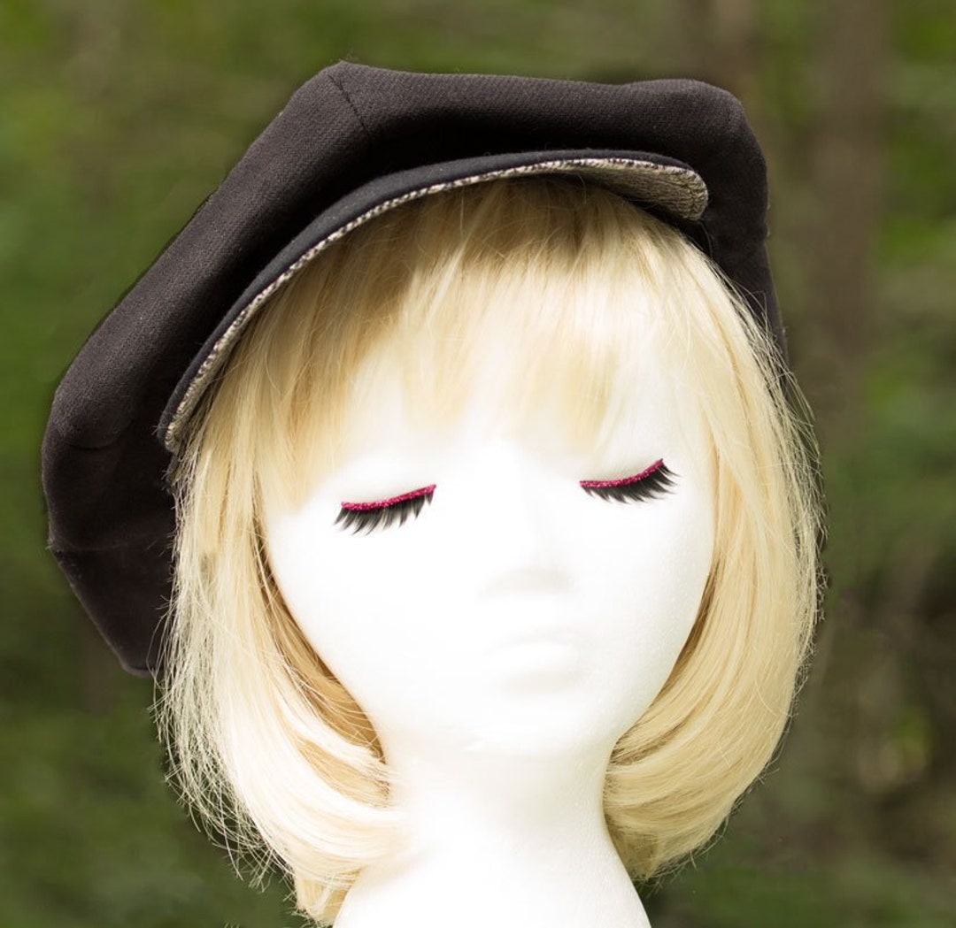 Black Woo Newsboy Cap, Slouchy Flat Cap, Baker Boys Cap. Size M-large ...