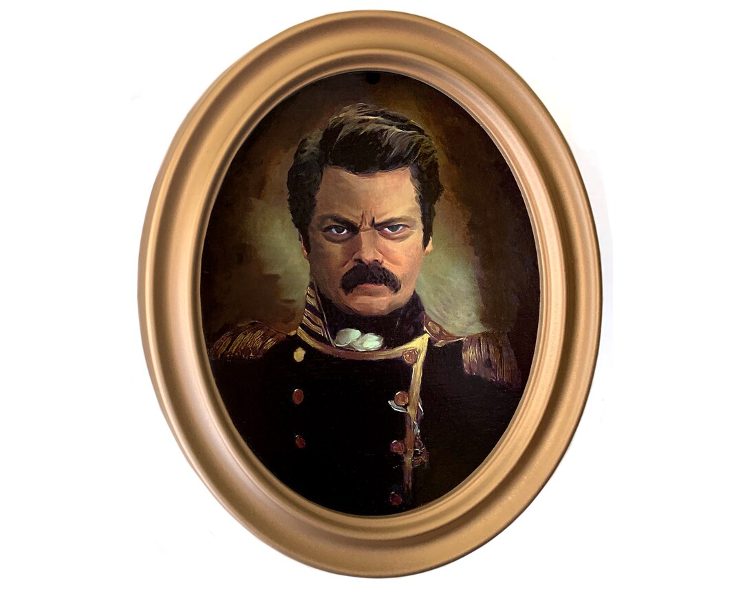 COLONEL SWANSON Vintage Style Canvas With Gold Frame - Etsy