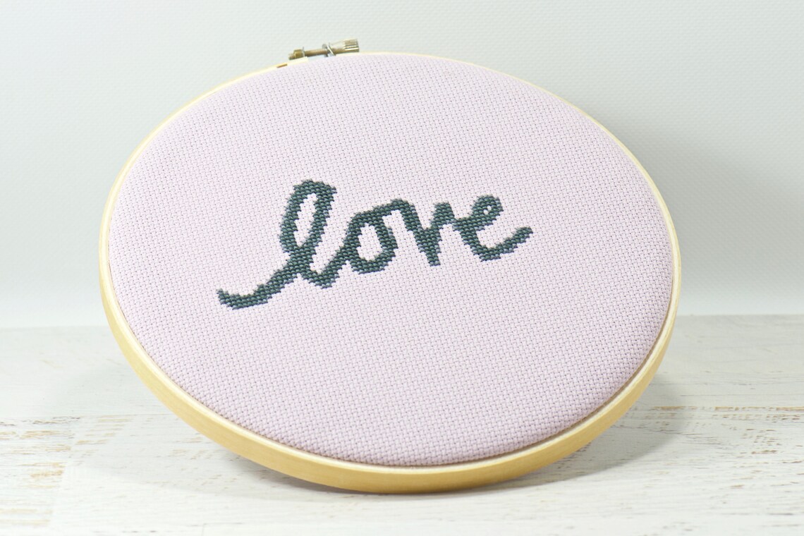 Cursive Love Quote Cross Stitch Pattern DIY Simple Embroidery | Etsy