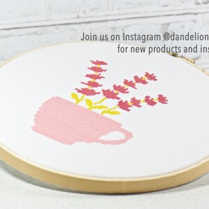 Sweet Pea Cross Stitch. Modern Cross Stitch. Flower Needlecraft. Floral ...