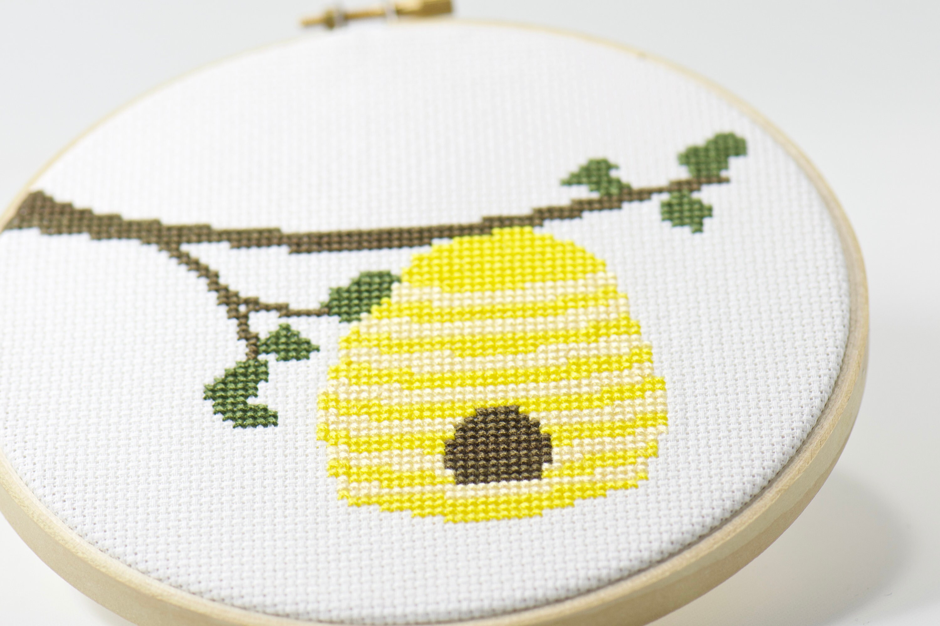 Yellow Bee Hive Cross Stitch Pattern, Modern Simple Cross Stitch ...