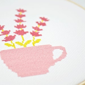 Sweet Pea Cross Stitch. Modern Cross Stitch. Flower Needlecraft. Floral ...