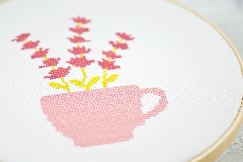 Sweet Pea Cross Stitch. Modern Cross Stitch. Flower - Etsy