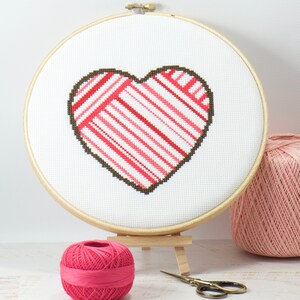 Pink Heart Counted Cross Stitch Pattern Modern - Etsy