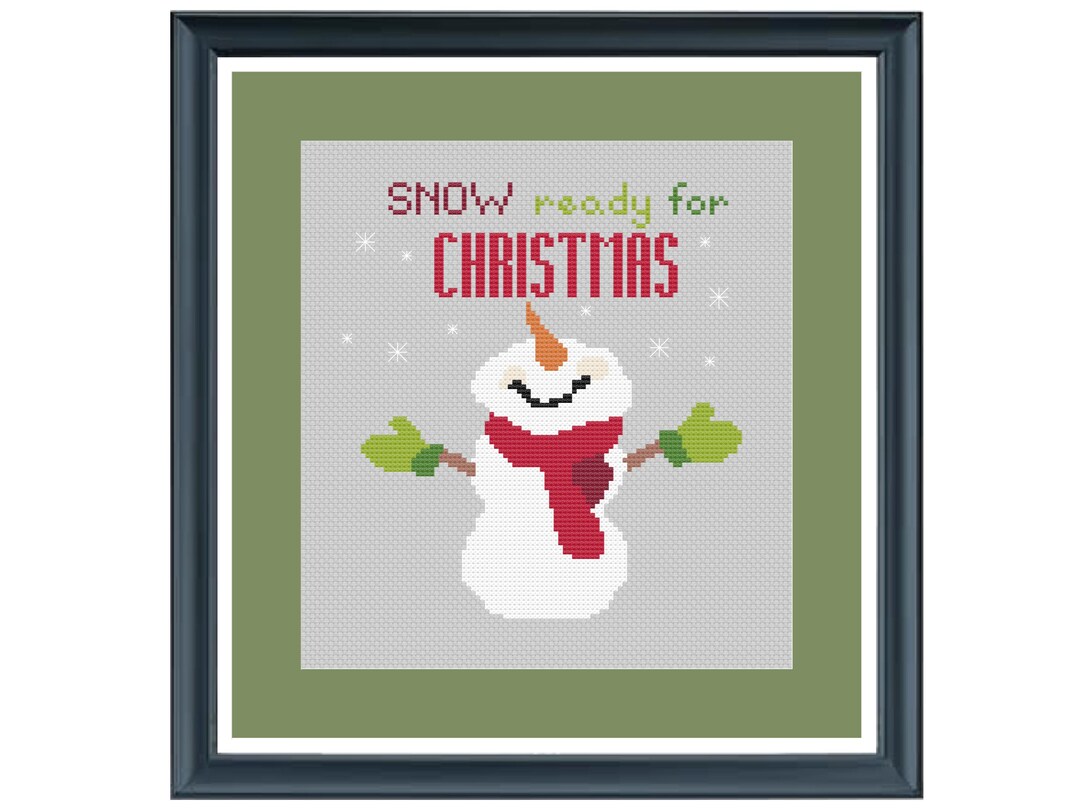 Snow Ready for Christmas Cross Stitch Pattern, Modern Snowman Counted ...