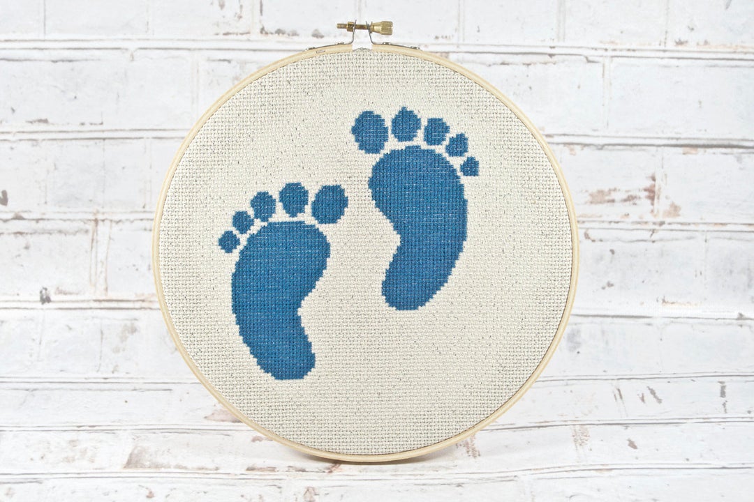 PDF PATTERN Baby Feet Cross Stitch, Boy Nursery Wall Decor, Baby Shower ...