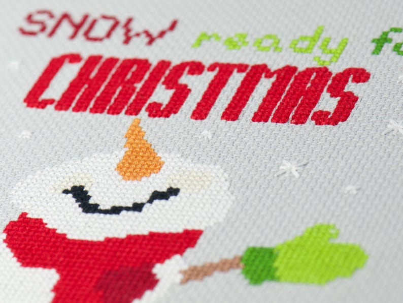 Snow Ready for Christmas Cross Stitch Pattern, Modern Snowman Counted ...