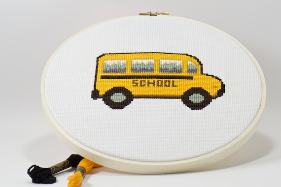 School Bus Cross Stitch Pattern New Teacher Gift Idea Little - Etsy